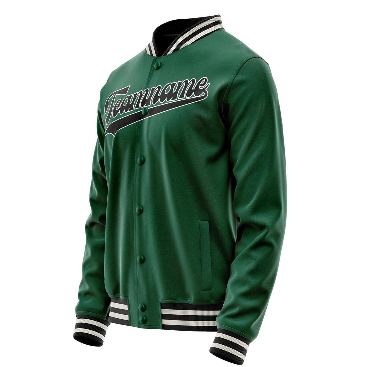 Free Design No Minimums Custom Kelly-Green Black Solid Color Varsity ...
